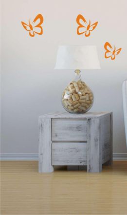 Indigos UG Wandtattoo Wohnzimmer - Wandaufkleber Schmetterlinge 9x9, 7x7, 8x8 cm 3 Stück - orange Küche w400 - Aufkleber Kinderzimmer Schlafzimmer Küche Badezimm