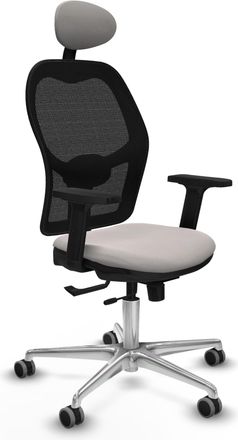 Piqueras y Crespo Wei&szlig;er Computerstuhl mit 2D-Armen, h&ouml;henverstellbarer Lendenwirbelst&uuml;tze und festem Kopfteil, ausgestattet mit Syncro/Traslack und injiziertem Schaums
