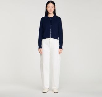 Sandro Cardigan laine cachemire &agrave; rayures