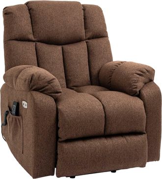 HOMCOM Fernsehsessel mit Aufstehhilfe Elektrisch Verstellbar, Relaxsessel mit Liegefunktion, TV-Sessel mit Fernbedienung, 2 Seitentaschen und Fu&szlig;teil, USB-An