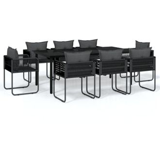 vidaXL 9-tlg. Garten-Essgruppe Schwarz vidaXL
