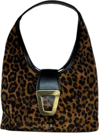 NCUB Ncub, Femme, Sacs, Brun, Taille: ONE Size Borsa a mano in camoscio fantasia maculata chiusura a lembo in metallo