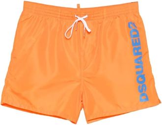 Dsquared2 Homme, Maillots de bain, Orange, Taille: XL Logo Drawstring Swim Shorts