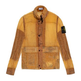 Stone Island Transparente Jacke mit Logo-Patch - - Jackets - Herren - Orange - S