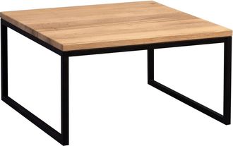 JACK Couchtisch - Wildeiche massiv - Schwarz - 60 x 60 cm - Metallgestell