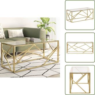 vidaXL The Living Store - Couchtisch Golden Edelstahl und Hartglas - Couchtisch - Wohnzimmertisch - Esszimmertisch - Edelstahl Couchtisch - Goldener