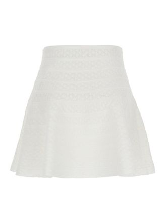 Self Portrait Womens Mini Skirt Pointelle Knit White
