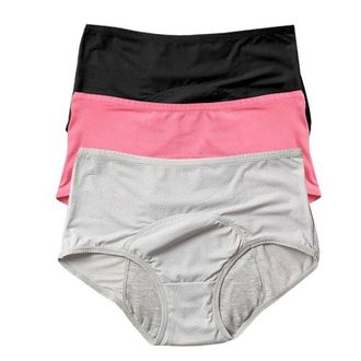 Generic Sous-v&ecirc;tements physiologiques de couleur unie pour femme - Sous-v&ecirc;tements en maille respirante - 3 pi&egrave;ces - Pantalon chaud d&eacute;contract&eacute;, Lot de 2., 5XL