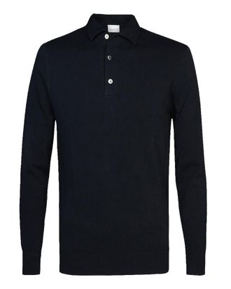 Profuomo Langarm-Poloshirt aus TENCEL und Seide in
