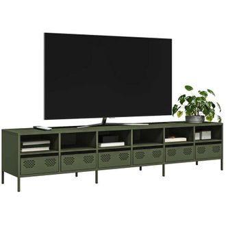 vidaXL Vidaxl - Meuble tv vert olive 202x39x43,5 cm acier lamin&eacute; &agrave; froid