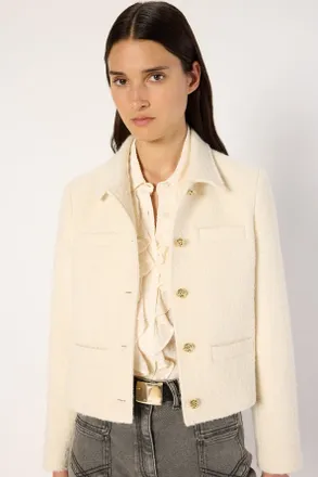 Gerard Darel Veste courte en tweed uni - NORINE - Ecru