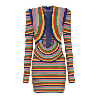 Balmain Femme, Robes, Multicolore, Taille: 38 FR Short dress in multicoloured rolled knit