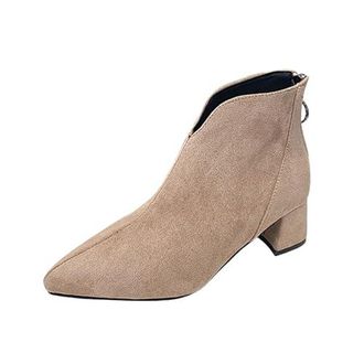 Generic Bottes &agrave; talons pour femme - Bout pointu - Style britannique - Confortables - Fermeture &eacute;clair dans le dos - &Eacute;l&eacute;gantes bottines d&eacute;contract&eacute;es au quoti