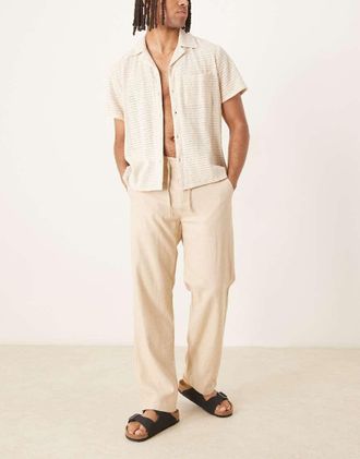 Selected Brody - Pantalon ample en lin - Crème-Blanc