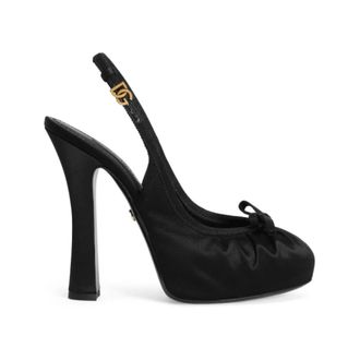 Dolce & Gabbana Schwarze Slingback-Pumps aus Satin - - Shoes - Damen - Schwarzk - 38 EU
