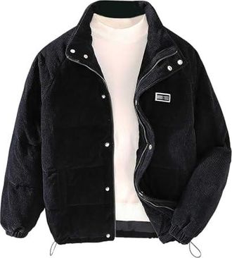 Generic Manteau Ample et Manteau matelass&eacute; imprim&eacute; Bleu et Blanc pour Femme Automne et Hiver Veste en Jean Personnalis&eacute;e pour Homme