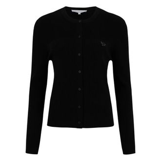 Maison Kitsun&eacute; Baby Fox Pleat Rib Strickjacke - - Knitwear - Damen - Schwarzk - S