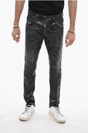 Dsquared2 Coated Cotton Skater Jeans With Distressed Detail size 50