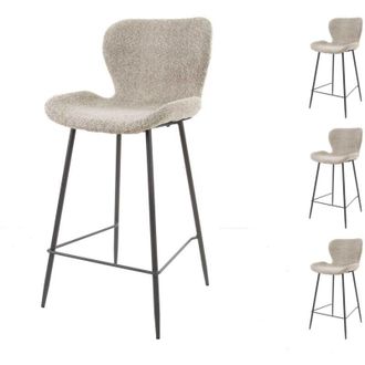 M&S Collection M&s - Lot de 4 chaises de bar 47x51x99 cm en tissu bouclette sable - soraya