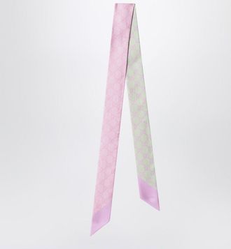 Gucci Slim silk scarf with GG motif in pink and aquamarine