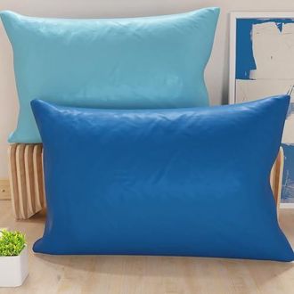 Petti Artigiani Italiani Lot de 2 Taies doreiller de Lit 60x40 cm, Housses de Coussin Unies Double Face Bleu et Bleu Ciel, Taie Oreiller 100% Microfibre, Fabriqu&eacute; en Italie
