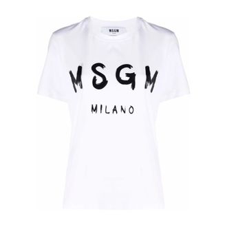 Msgm Baumwoll-T-Shirt - - Tops - Damen - Wei&szlig; - 2XS