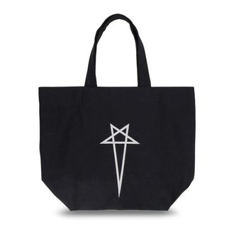 Rick Owens Homme, Sacs, Noir, Taille: ONE Size Sac &agrave; main en toile avec logo avant