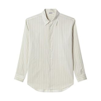 Auralee Cotton Silk Stripe Shirt - - Shirts - Herren - Wei&szlig; - XL