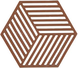 Zone Denmark Hexagon Topfuntersetzer Hitzebeständig, Silikon Untersetzer, Praktische und Dekorative Topf-Untersetzer, Spülmaschinenfest, 16 x 14 cm, Terracotta