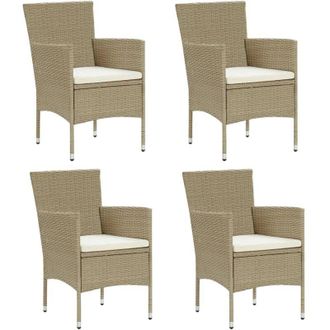 vidaXL Vidaxl - Chaises de salle &agrave; manger de jardin 4 pcs R&eacute;sine tress&eacute;e Beige