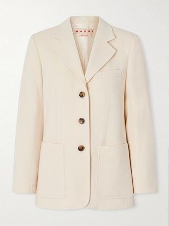Marni Blazer Aus Woll-crêpe - Wollweiß