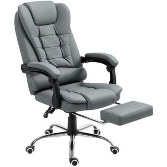 HOMCOM Fauteuil de bureau fauteuil manager grand confort dossier inclinable roulettes PU 64,5 x 69 x 117 cm gris-Gris