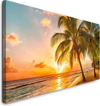 Paul Sinus Art GmbH Strand 120x 50cm Panorama Leinwand Bild XXL Format Wandbilder Wohnzimmer Wohnung Deko Kunstdrucke
