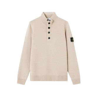 Stone Island Pullover mit halbem Rei&szlig;verschluss - - Knitwear - Herren - Beige - M
