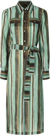 Pinko Pinko, Femme, Robes, Multicolore, Taille: 42 FR Striped Belted Shirt Midi Dress