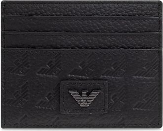 Emporio Armani Homme, Accessoires, Noir, Taille: ONE Size Porte-cartes en cuir avec aigle gaufr&eacute; sur lensemble