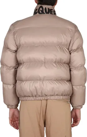 Alexander McQueen Graffiti Logo Print Down Jacket - Beige