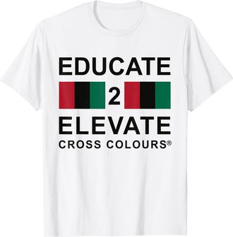 Cross Colours Educate 2 Elevate | Retro-Grafik der 1990er Jahre Urban Vintage T-Shirt