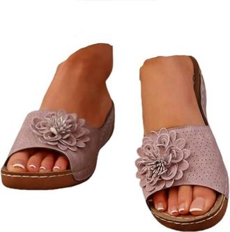 Generic Sandales orthop&eacute;diques habill&eacute;es &agrave; enfiler pour femme - L&eacute;g&egrave;res et &eacute;paisses - Confortable - Soutien de la vo&ucirc;te plantaire - Semelle compens&eacute;e - Bout o