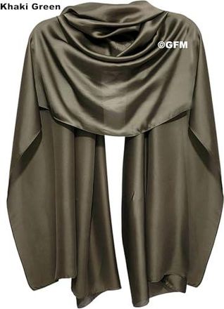 GFM Foulard ch&acirc;le 100 % soie - pour soir&eacute;e, mariage, demoiselles dhonneur (SLK100), vert kaki, L