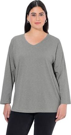 Ulla Popken 725334 T-Shirt, Gris Clair mélangé, 52-54 Femme