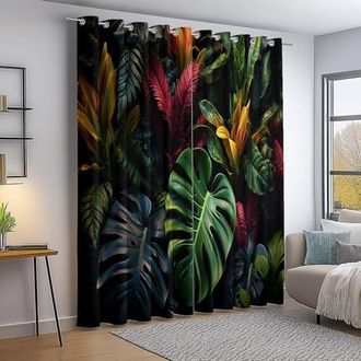 Generic Rideaux occultants &agrave; Motif Jungle Tropicale Botanique pour fen&ecirc;tre de Chambre &agrave; Coucher, Rideaux imprim&eacute;s Vert pour Salon Salle &agrave; Manger, 140L X 260H 