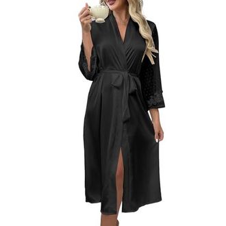 Generic Peignoir Femme Satin Sexy Lingerie Kimono Dentelle Cardigan Mesh Uni Élégant Tendance Nuit