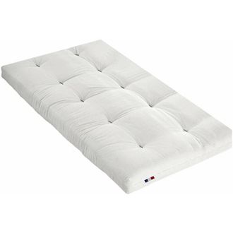 TERRE DE NUIT Terre De Nuit - Matelas futon en coton 90x190 - &Eacute;paisseur 13 cm - Accueil confortable - Soutien ferme - Fabrication artisanale fran&ccedil;aise