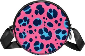 Generic Circle Sac &agrave; bandouli&egrave;re pour femme, petit sac &agrave; bandouli&egrave;re motif l&eacute;opard avec fermeture &eacute;clair, bretelles r&eacute;glables, sac &agrave; main rond d&eacute;contract&eacute; pou