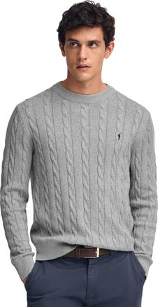 Polo Club Strickpullover grau meliert mit Zopfmuster aus Wollgemisch mit gesticktem Rigby Go-Logo