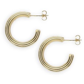 Lott. Gioielli Mutige Gestreifte Creole Ohrringe Gold - - Accessories - Damen - Grau - ONE SIZE
