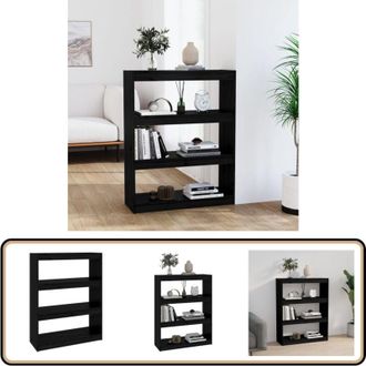vidaXL Vidaxl - Bücherregal/Raumteiler Schwarz 80x30x103,5 cm Massivholz Kiefer - Bücherregal - Massivholzmöbel - Kiefernholz - Schwarz - Raumteiler