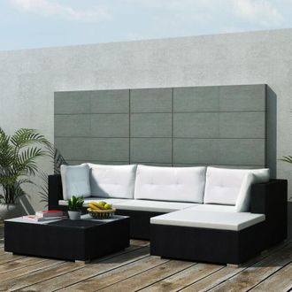 vidaXL Vidaxl - Salon de jardin 5 pcs avec coussins R&eacute;sine tress&eacute;e Noir