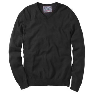 Charles Wilson Feinstrick Baumwollpullover mit V-Ausschnitt f&uuml;r Herren (M, Black (0422))